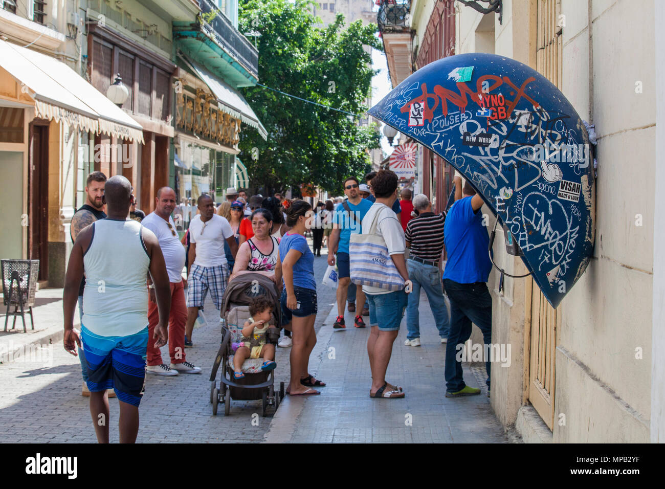Pay phone booth in Old Havana Cuba Stock Photo - Alamy