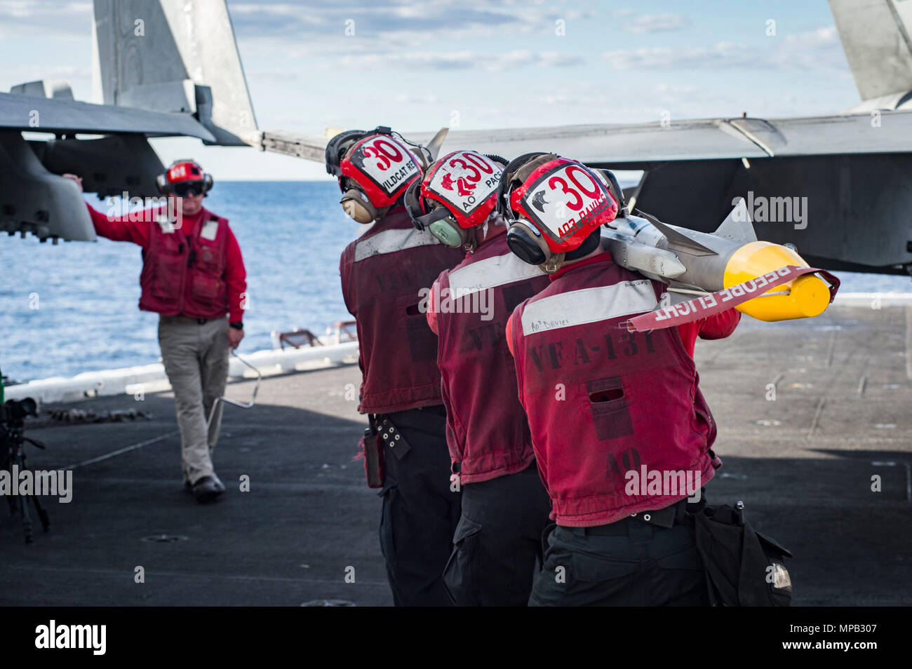170408-N-OS569-037 ATLANTIC OCEAN (April 8, 2017) Sailors prepare to ...