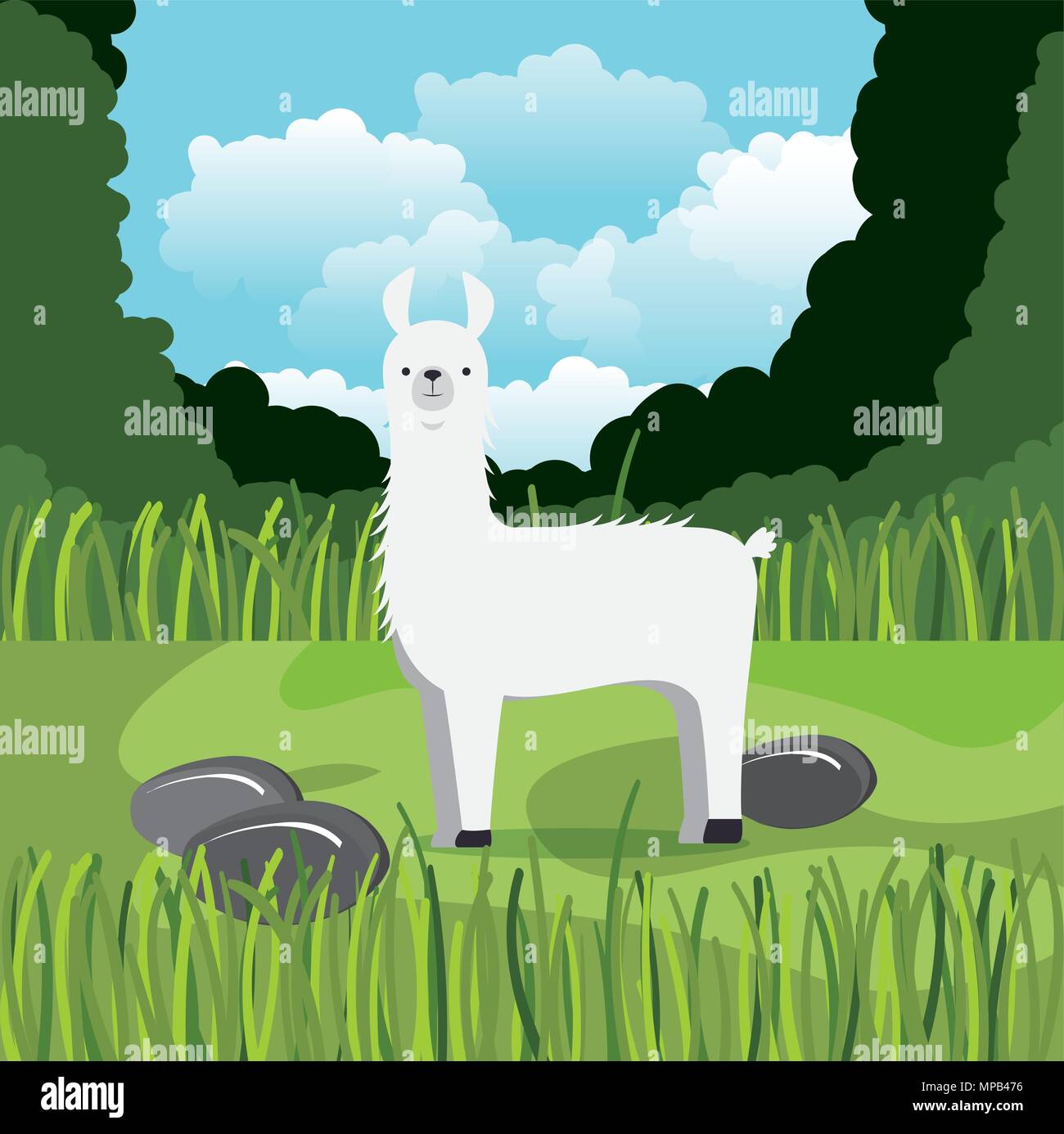 Alpaca in forest Stock Vector Images - Alamy