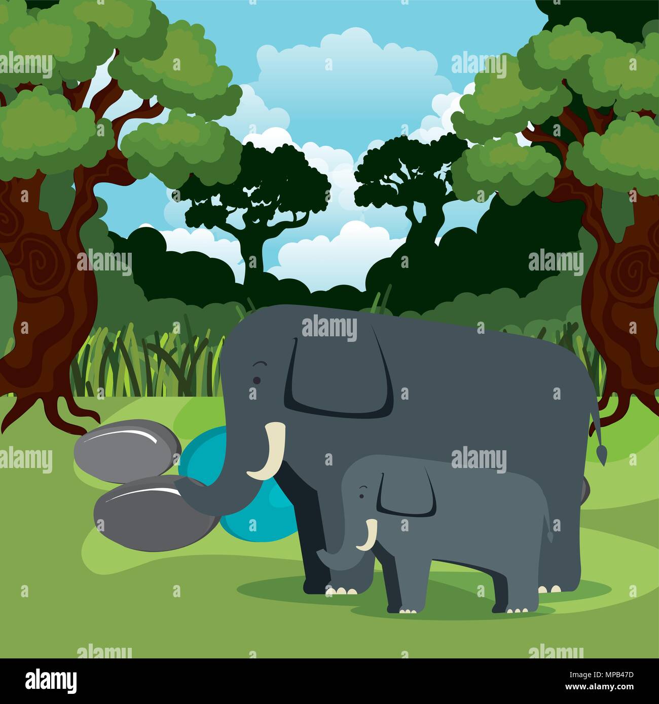 wild animals in the jungle scene Stock Vector Image & Art - Alamy