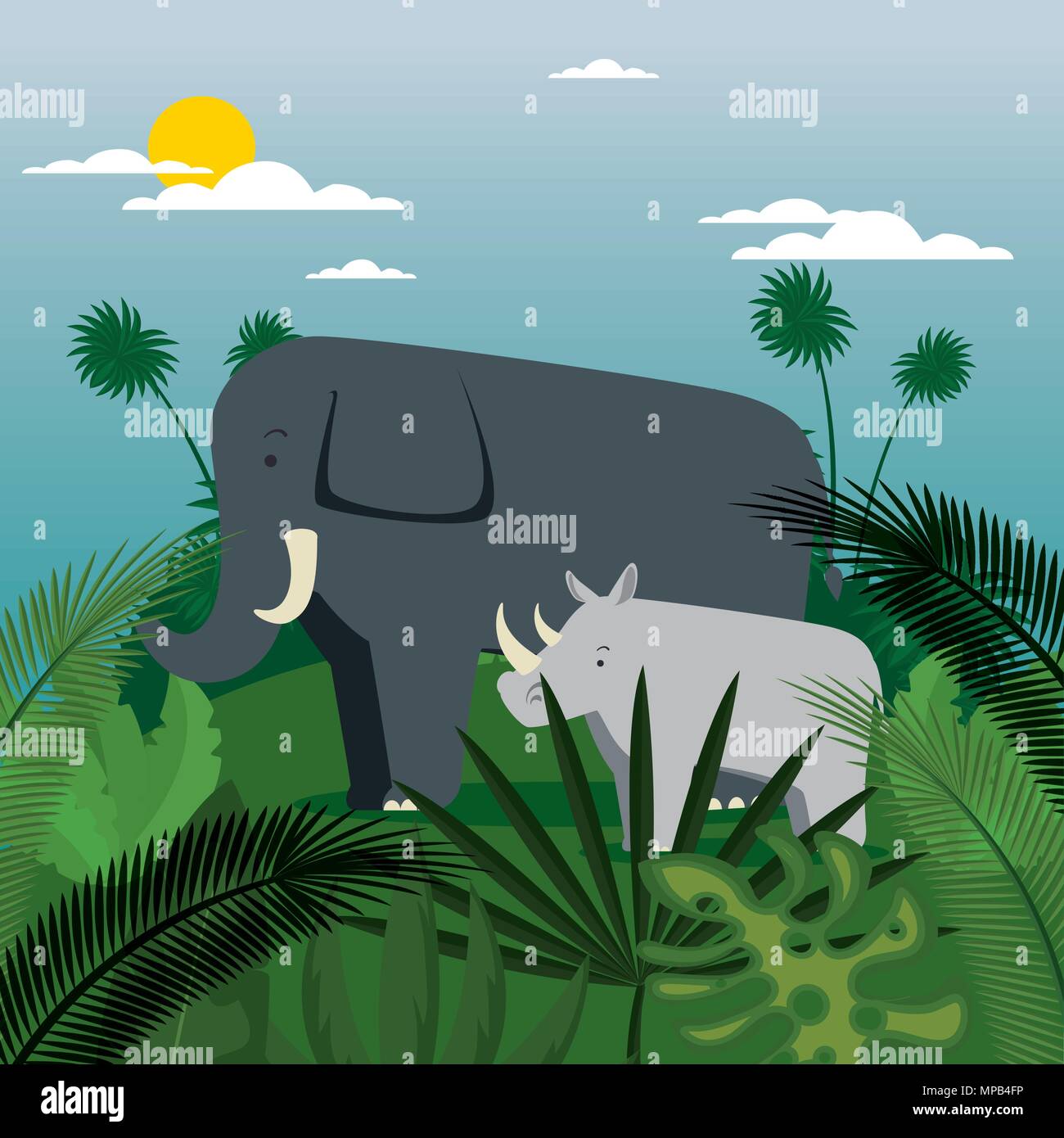 Elephant family group cartoon Stock Vector Images - Alamy