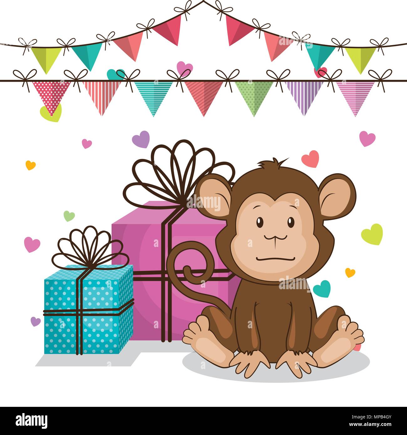 Cute Monkey Birthday Clip Art