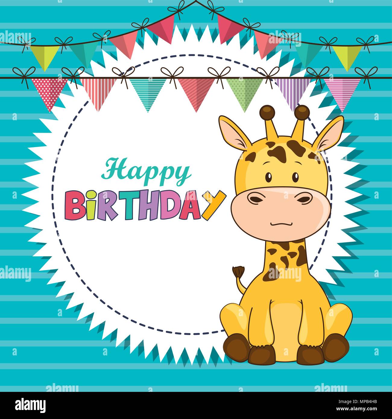 happy birthday card with cute giraffe Stock Vector Image & Art - Alamy