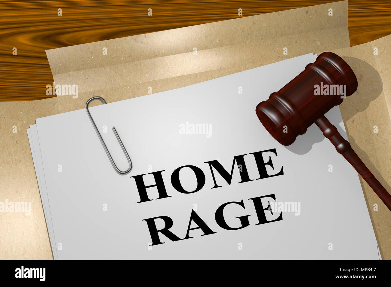 3D illustration of HOME RAGE title on legal document Stock Photo - Alamy