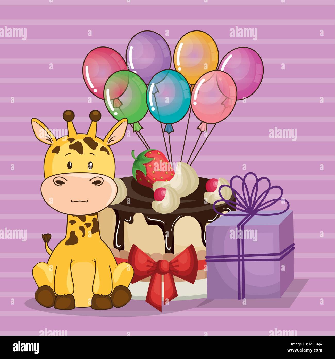 happy birthday card with cute giraffe Stock Vector Image & Art - Alamy
