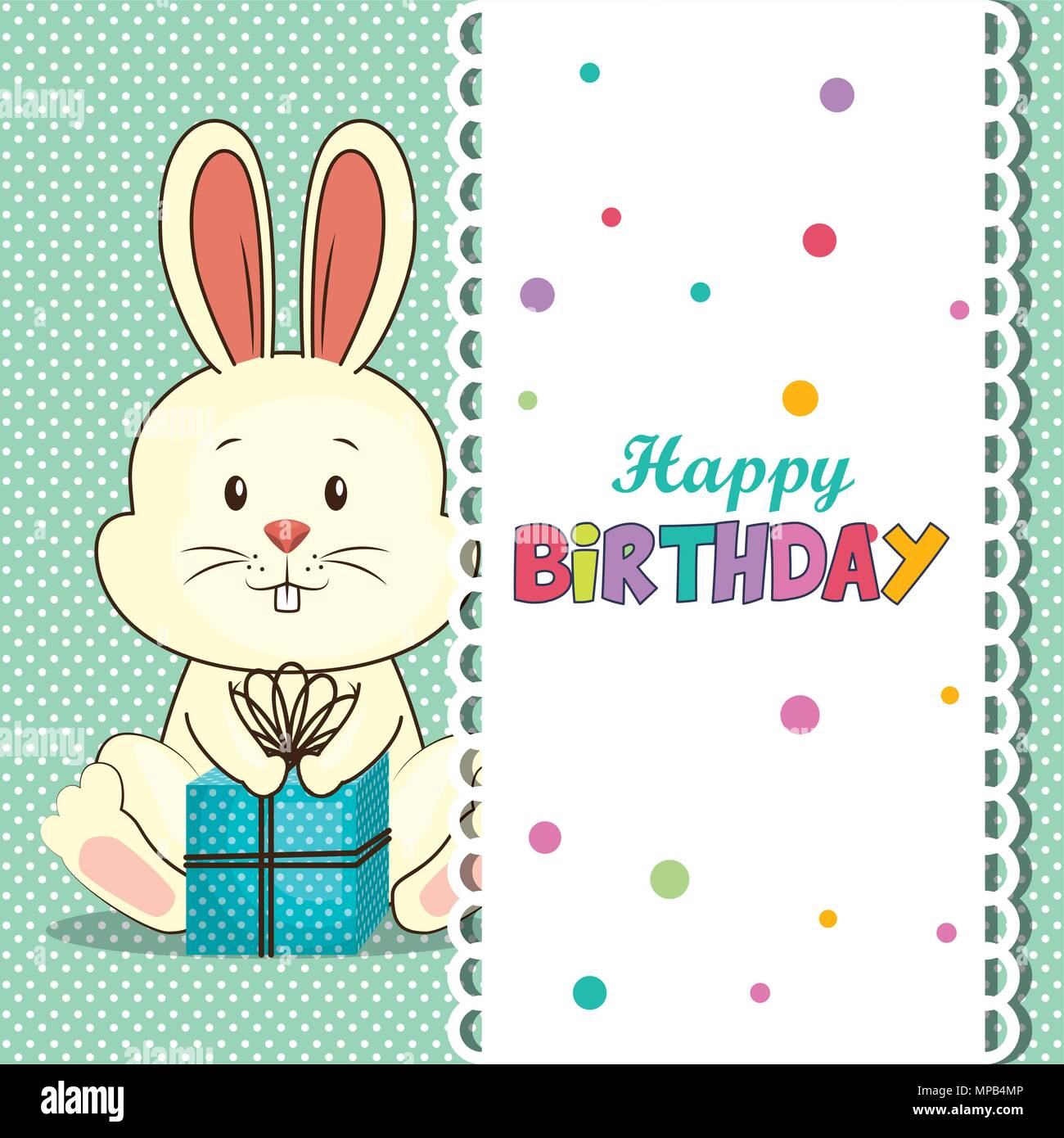 happy birthday card with cute rabbit Stock Vector Image & Art - Alamy