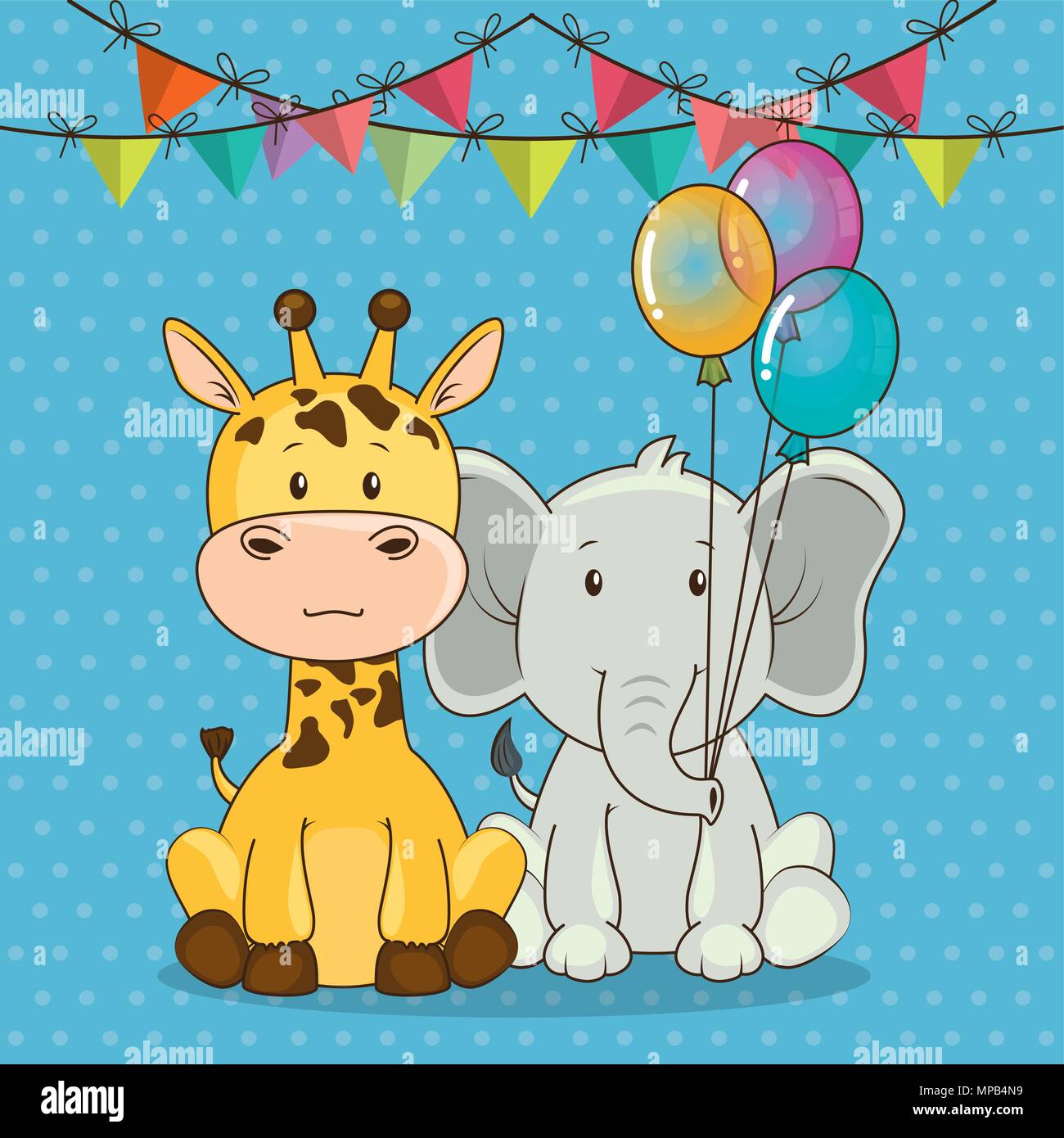 happy birthday card with cute animals Stock Vector Image & Art - Alamy
