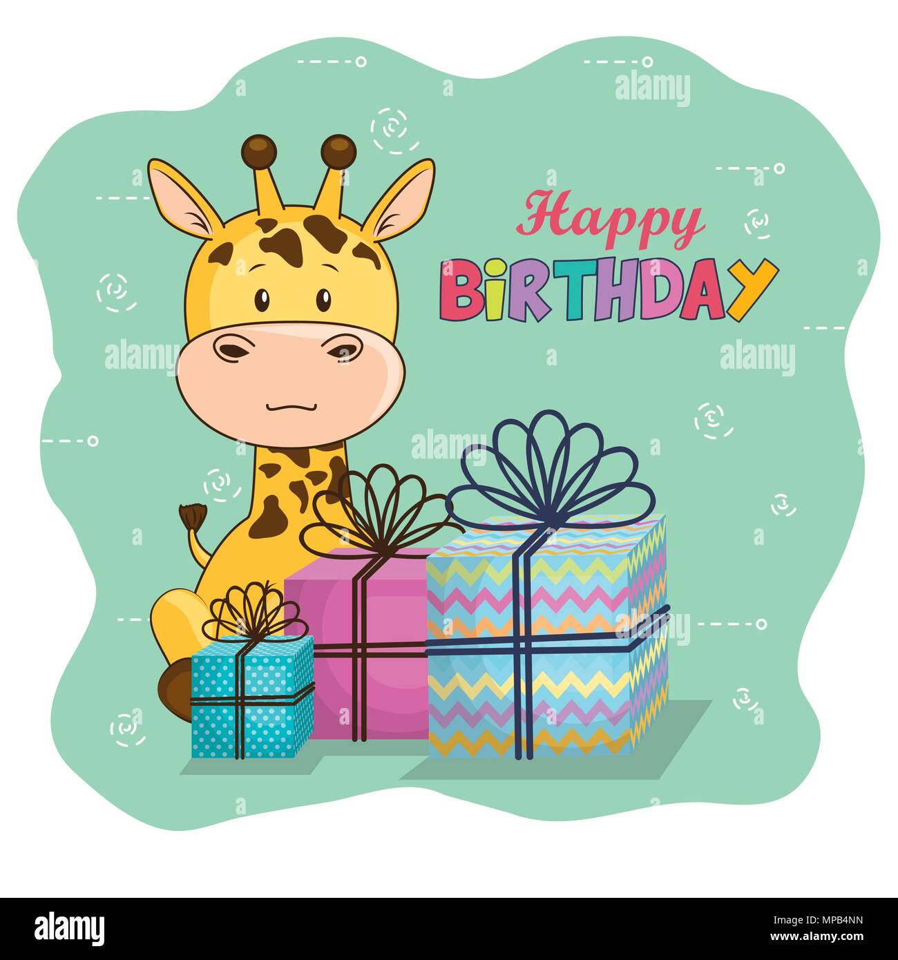 happy birthday card with cute giraffe Stock Vector Image & Art - Alamy