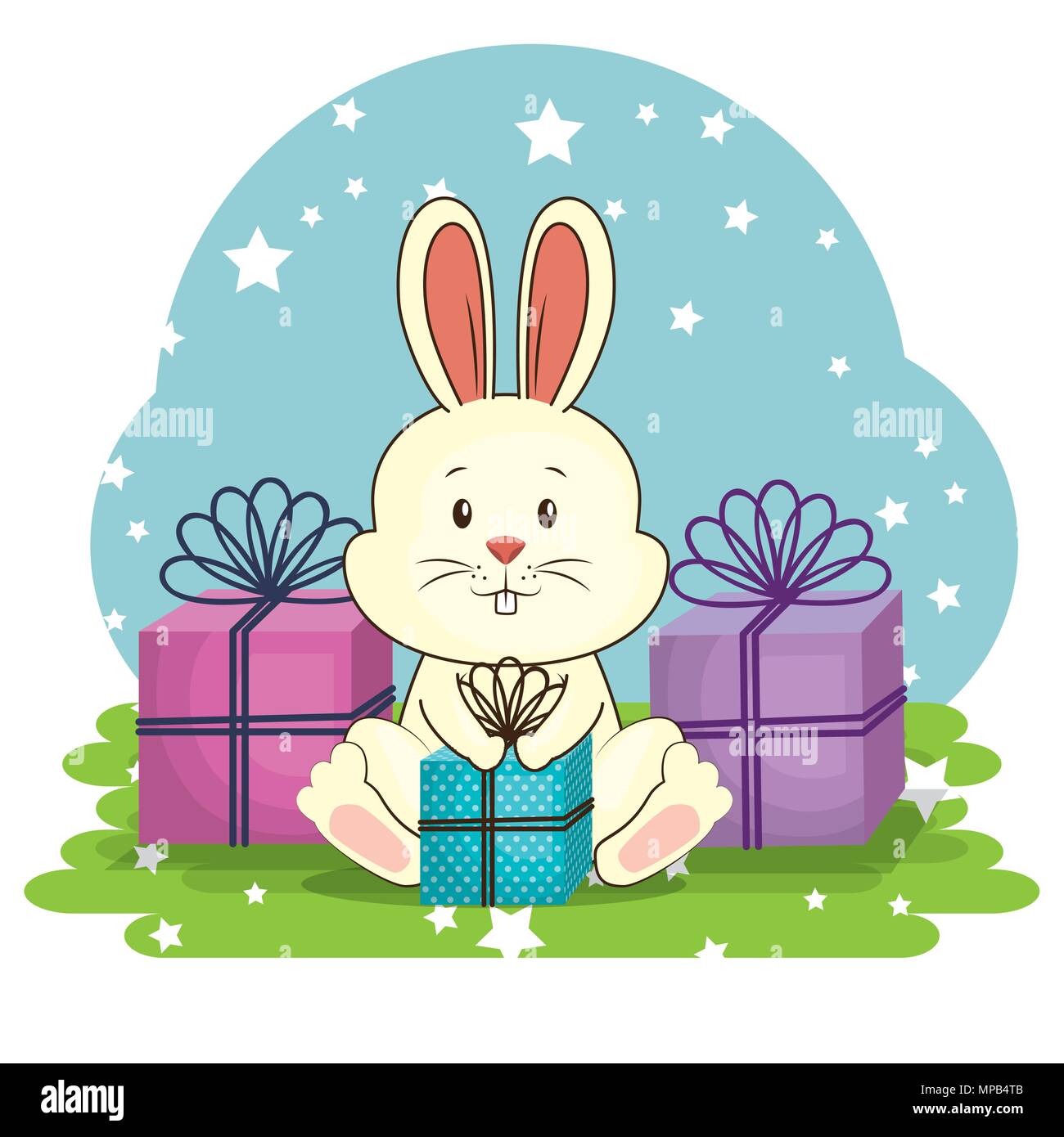 happy birthday card with cute rabbit Stock Vector Image & Art - Alamy