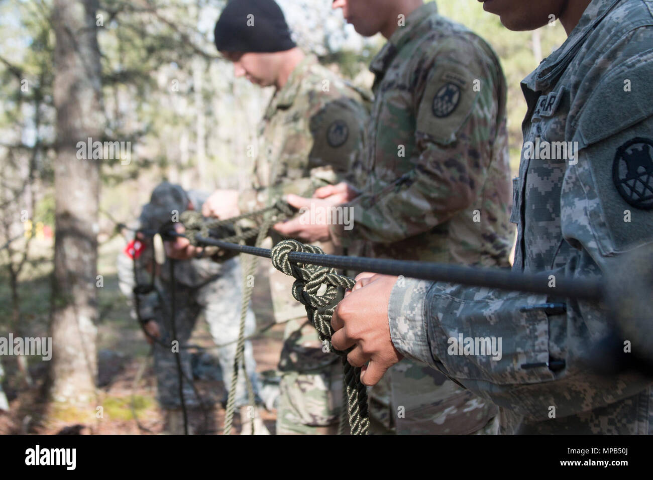 Members of the 171st Engineer Company 105th Engineers Battalion, tie ...