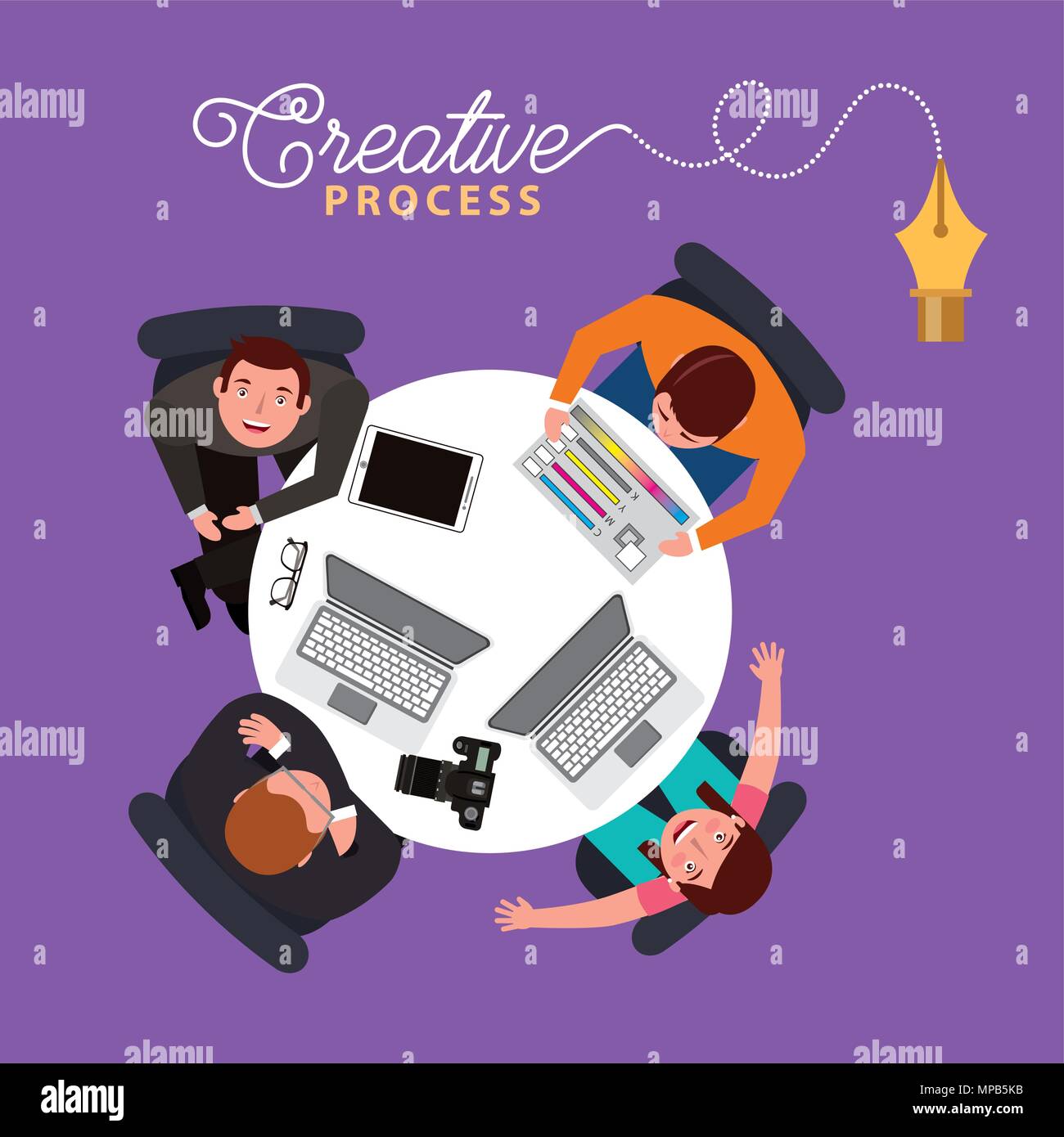 Creative teamwork laptop tablet Stock Vector Images - Alamy