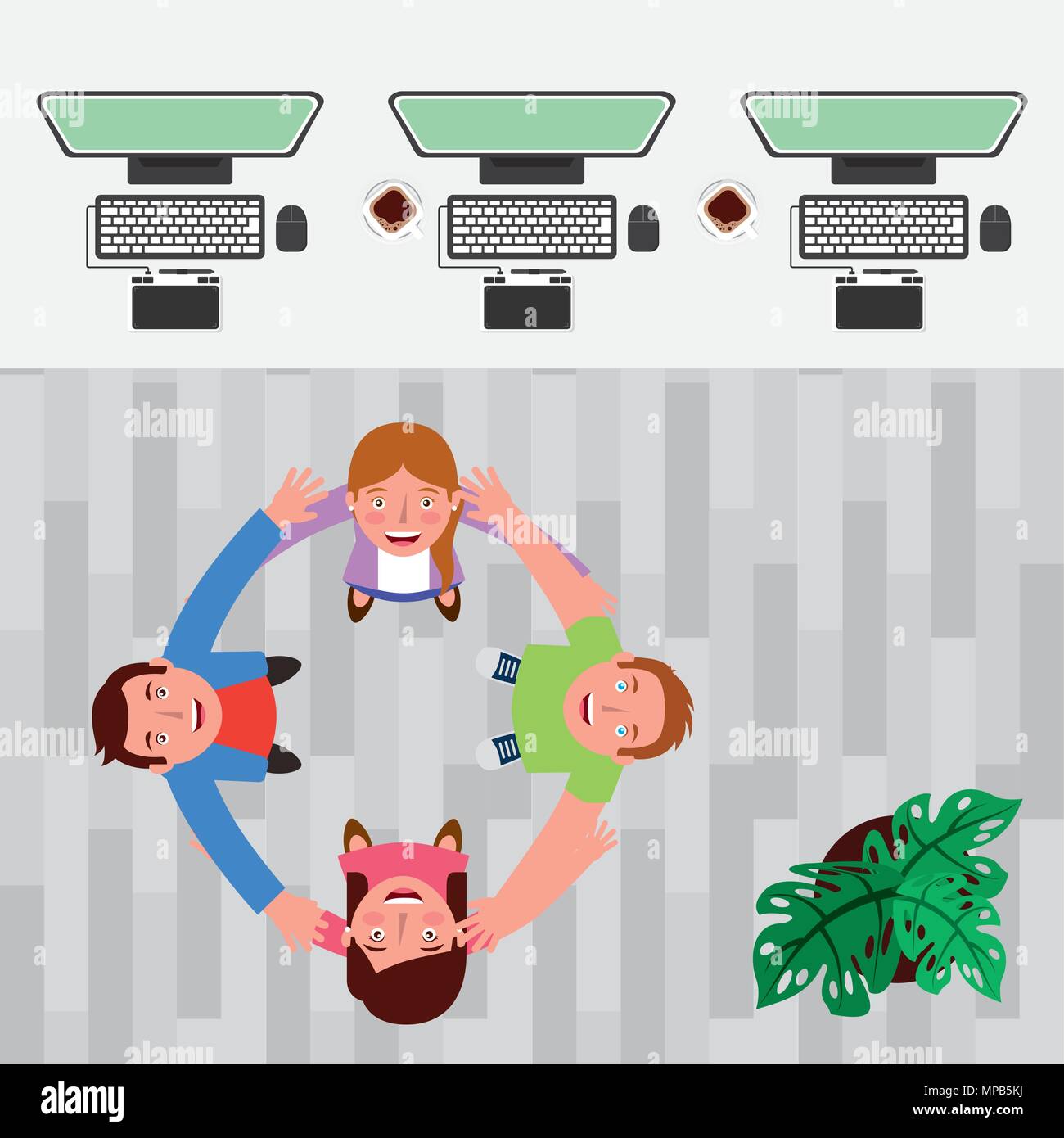 Creative teamwork laptop tablet Stock Vector Images - Alamy