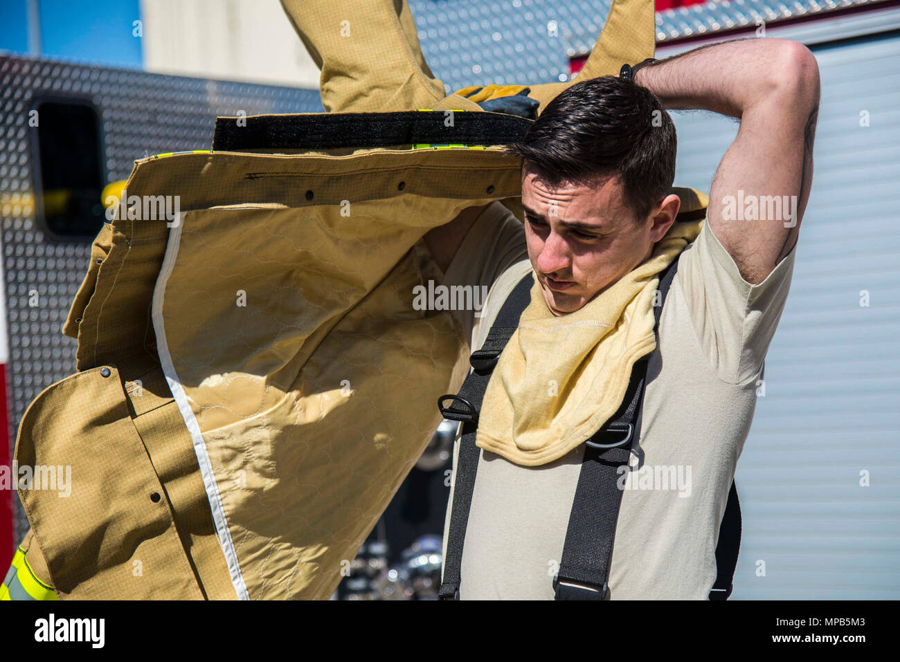 Firefighters with the 375th Civil Engineer Squadron perform drills in ...