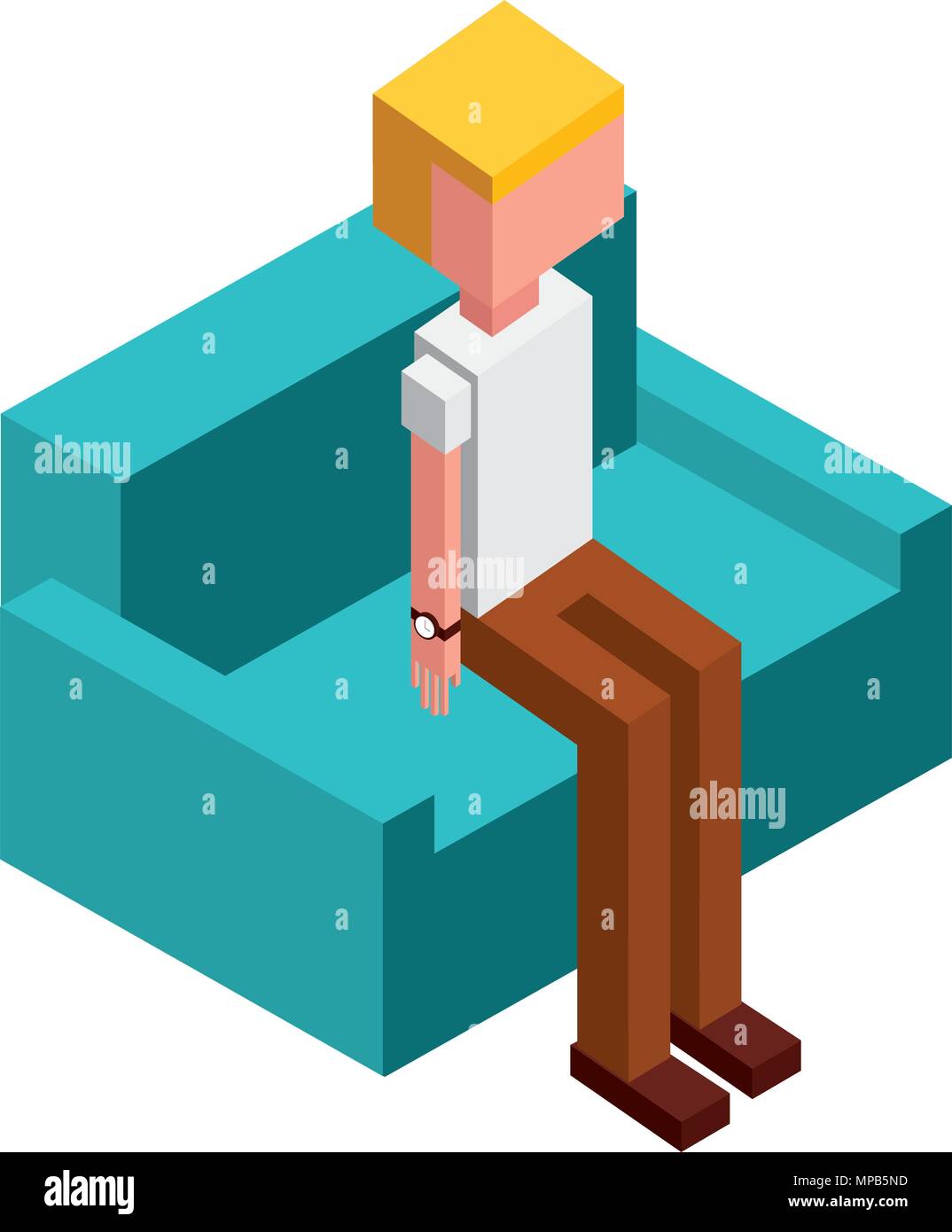 man character sitting on sofa isometric Stock Vector Image & Art - Alamy