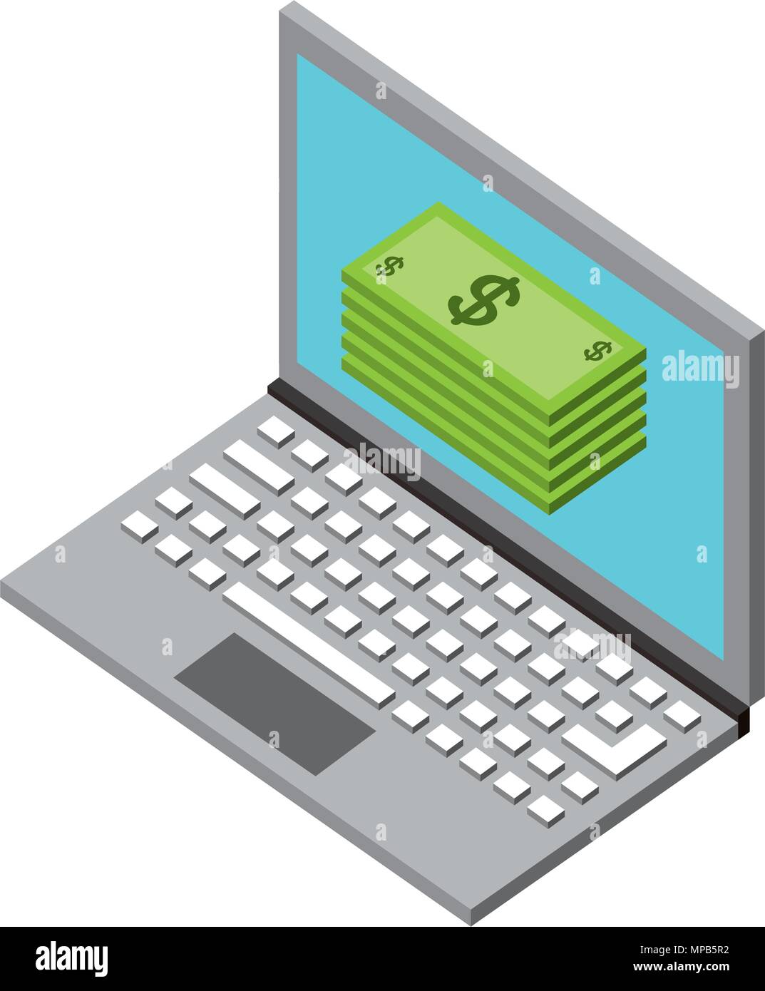 laptop stacked banknote payment money isometric Stock Vector Image ...