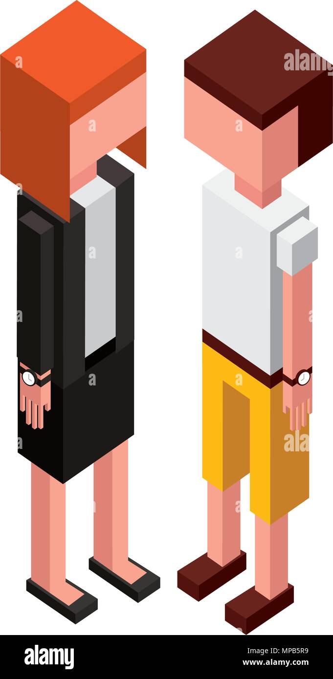 people standing characters cartoon isometric Stock Vector Image & Art ...