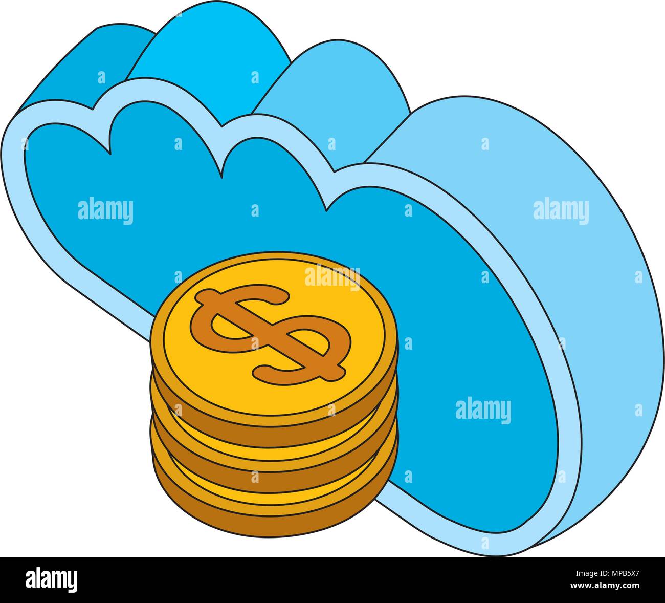 cloud computing stack of dollar coins money isometric Stock Vector ...