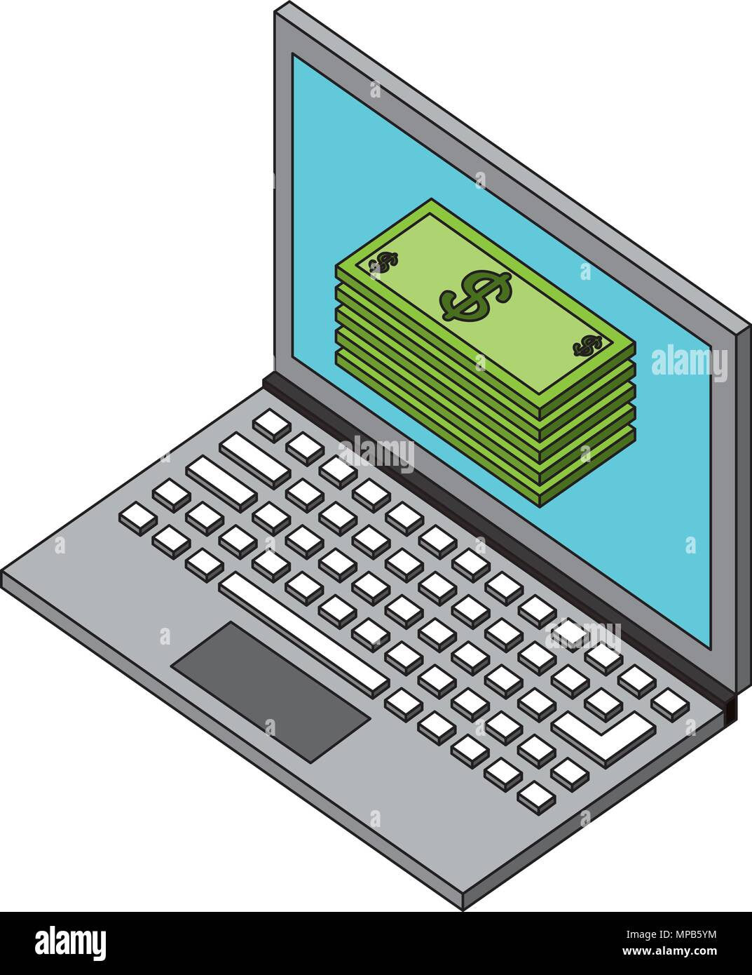 laptop stacked banknote payment money isometric Stock Vector Image ...