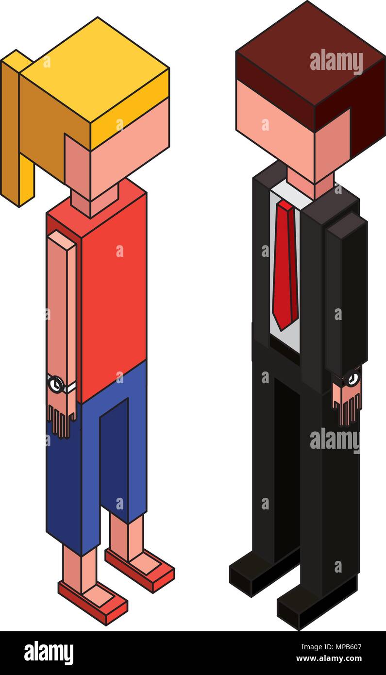 people standing characters cartoon isometric Stock Vector Image & Art ...