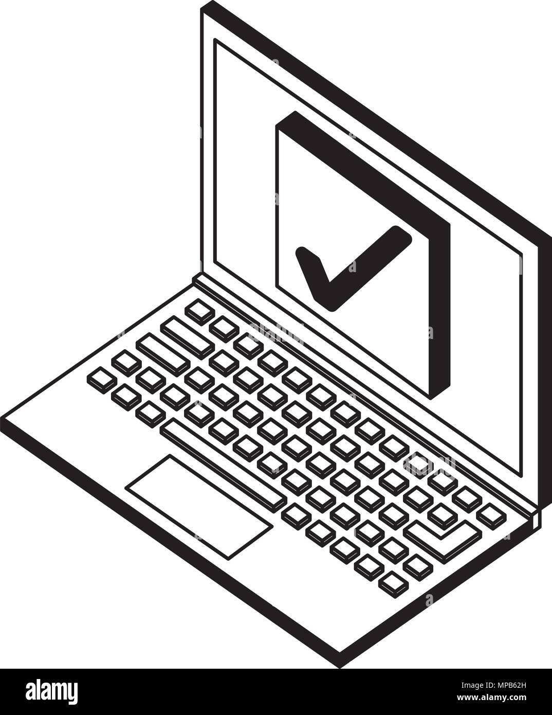 laptop check mark security data isometric Stock Vector Image & Art - Alamy