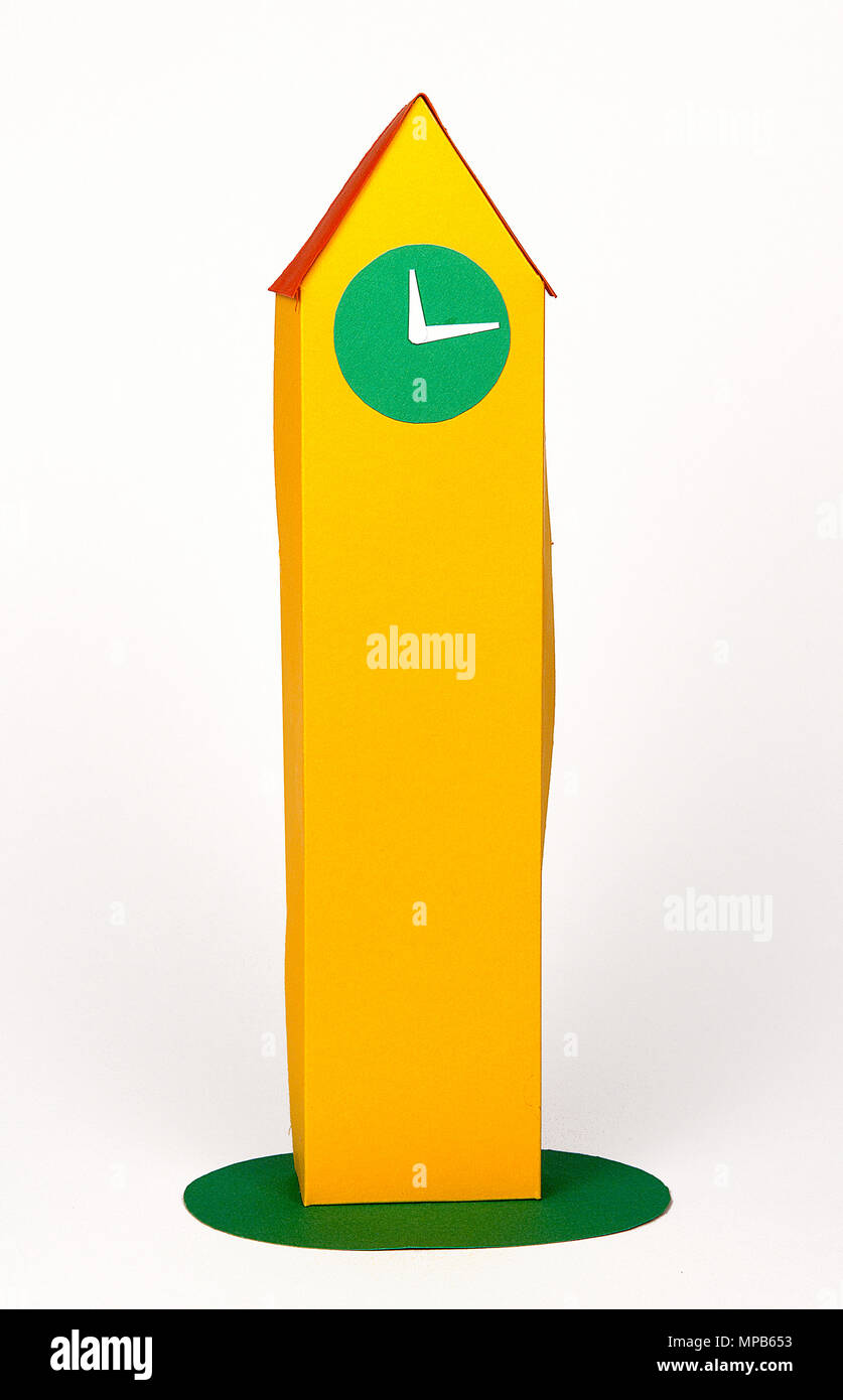 a tower clock made with paper,origami Stock Photo - Alamy