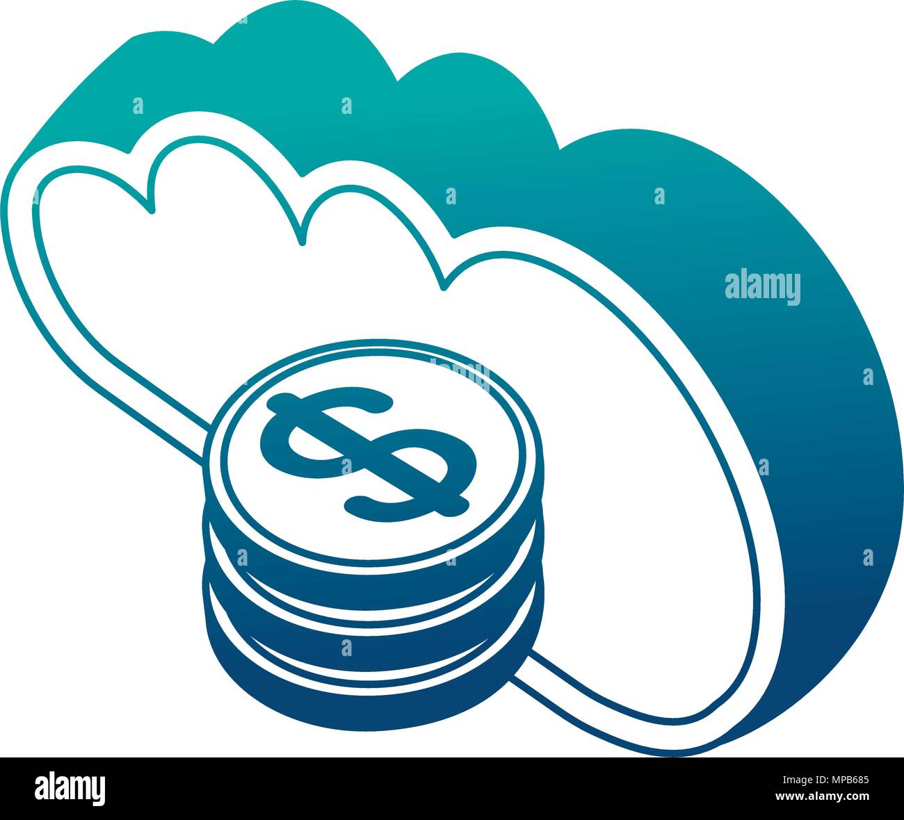 cloud computing stack of dollar coins money isometric Stock Vector ...