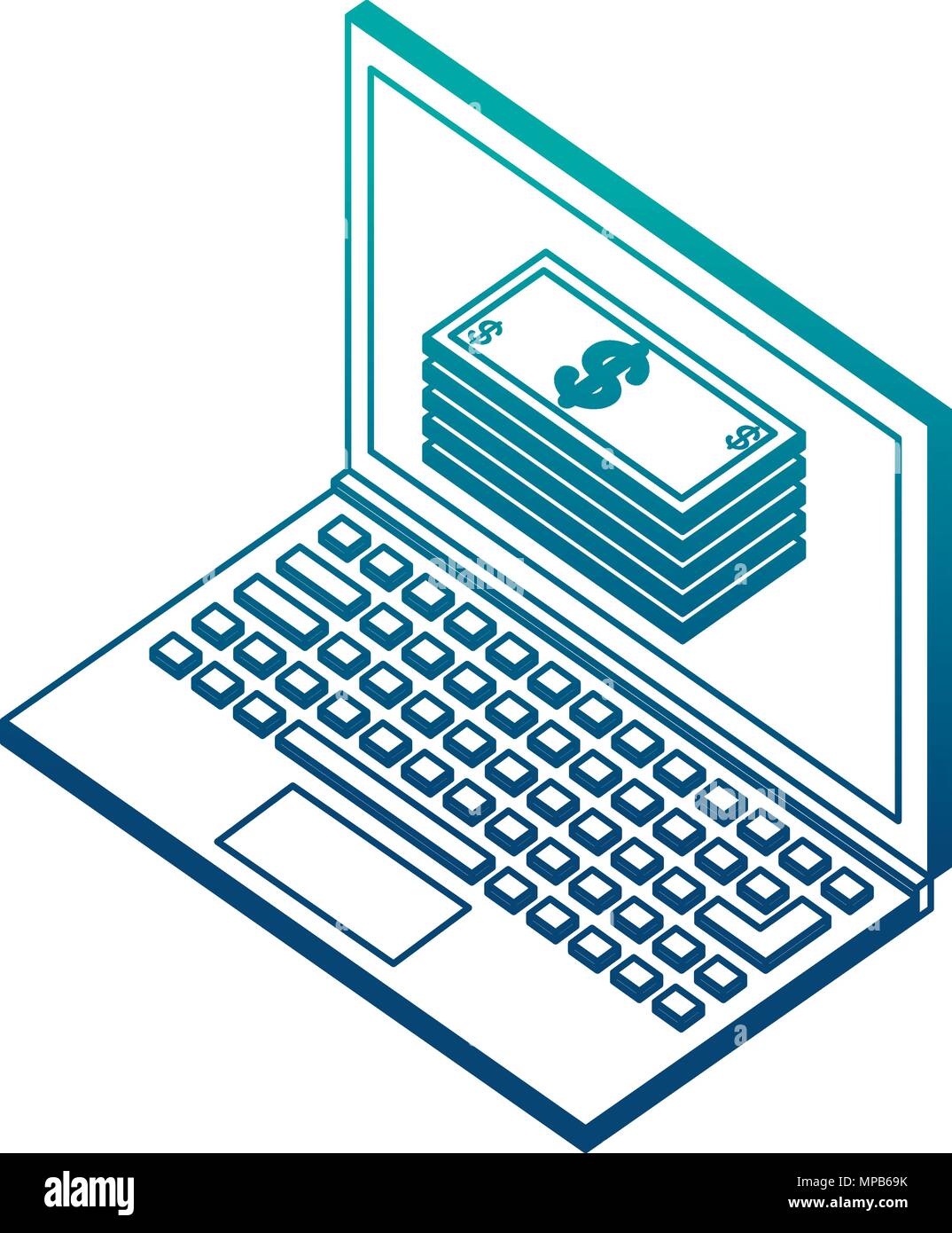 laptop stacked banknote payment money isometric Stock Vector Image ...