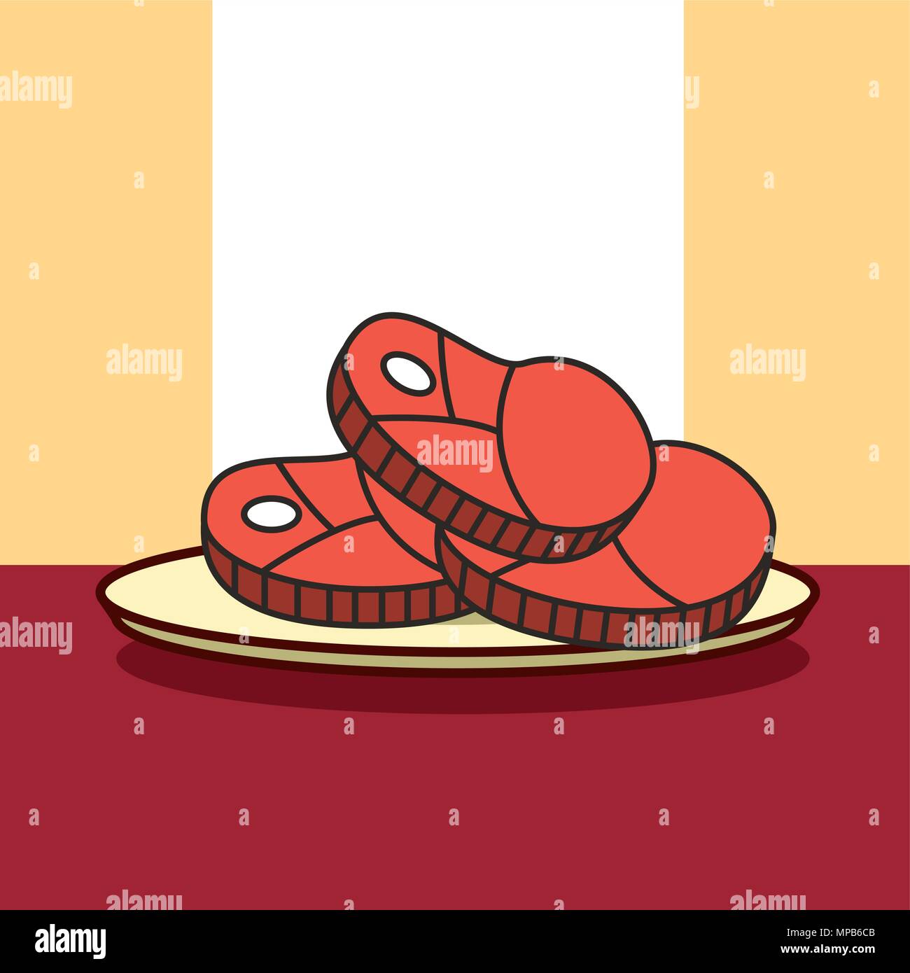 Cut meat on wooden Stock Vector Images - Alamy