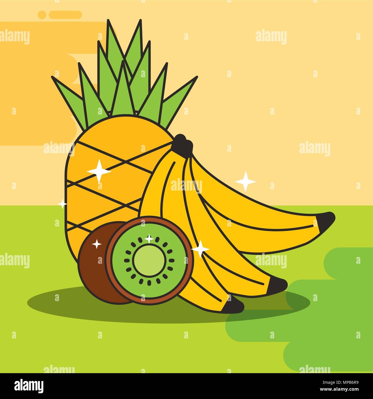kiwi banana and pineapple fresh delicious Stock Vector Image & Art - Alamy