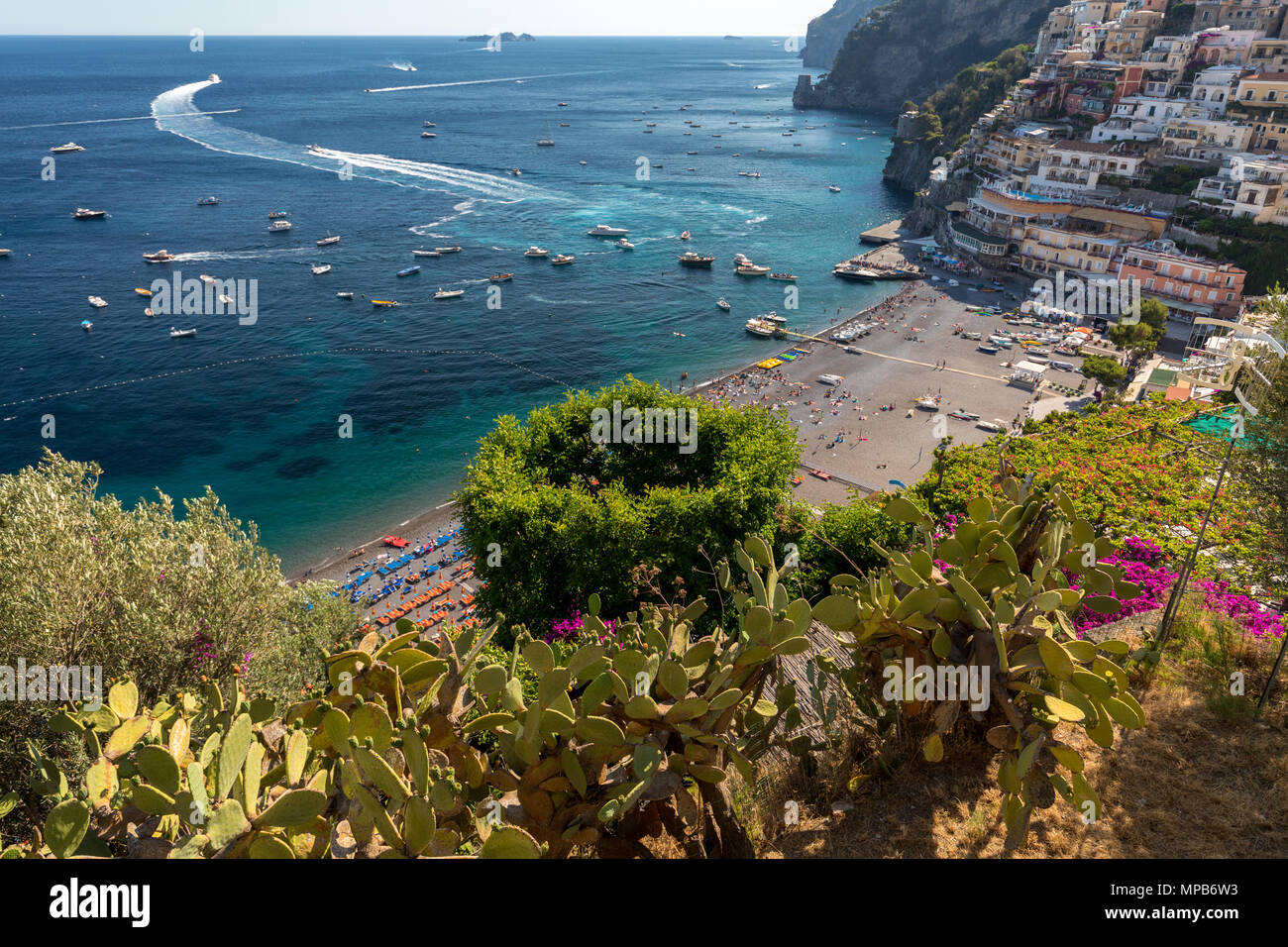 Positano, Italy - June 12, 2017: The main beach in Positano, Spiaggia ...