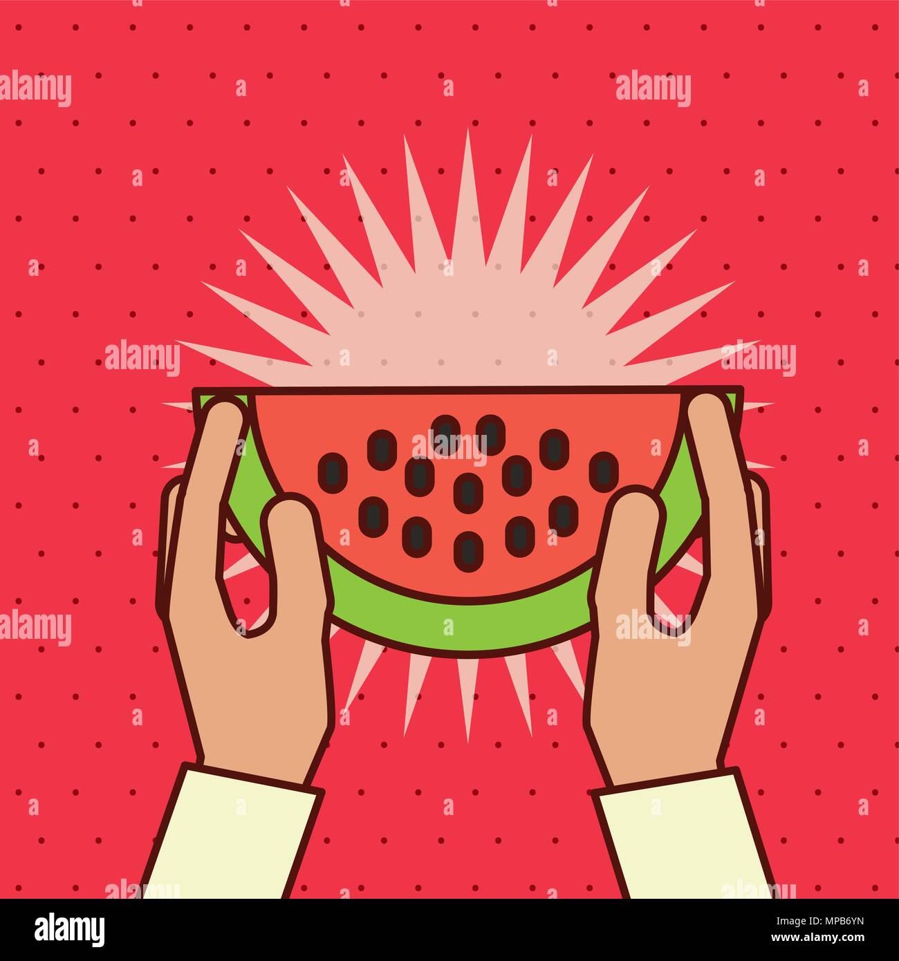 hand holding watermelon fresh fruit Stock Vector Image & Art - Alamy