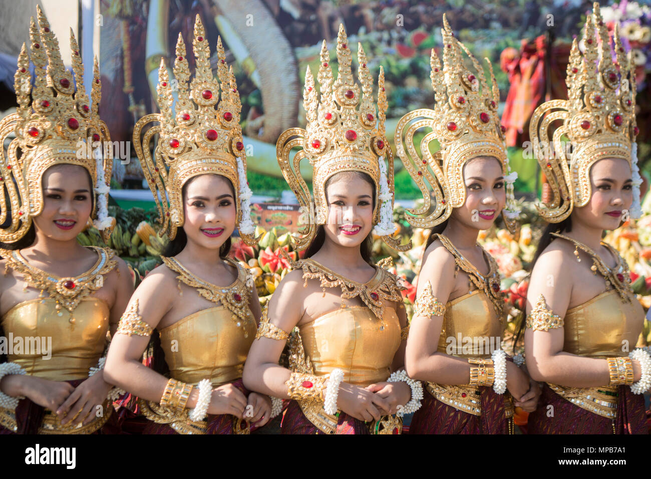 traditional thai Dance at the traditional Elephant Round Up Festival in ...
