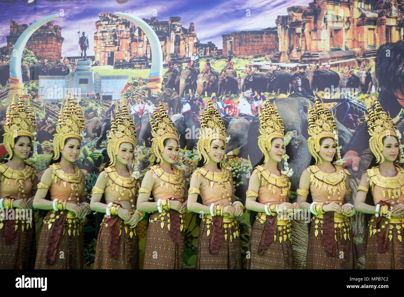 traditional thai Dance at the traditional Elephant Round Up Festival in ...