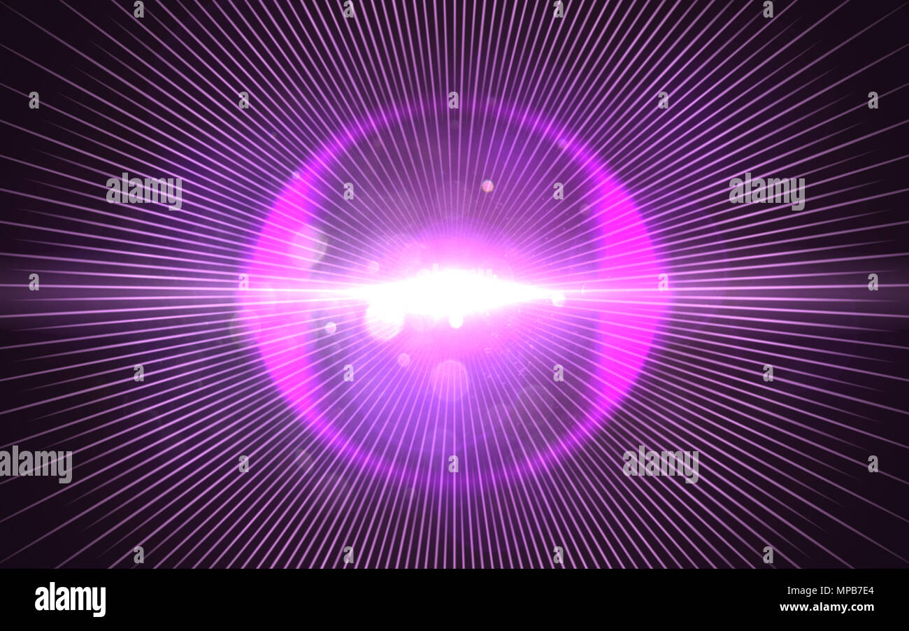 digital lens flare in black background horizontal frame warm.Sun burst ...