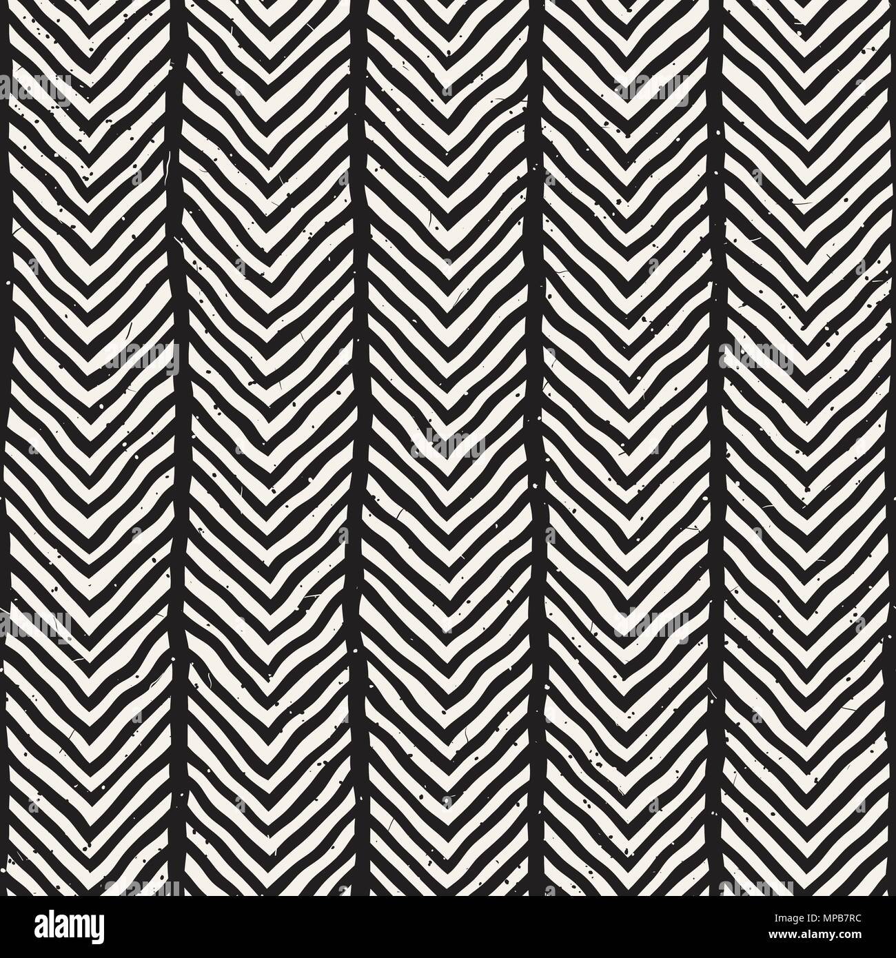 Hand drawn lines seamless grungy pattern. Abstract geometric repeating ...