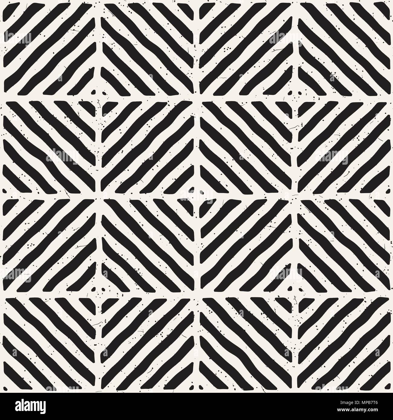 Hand drawn seamless repeating pattern with lines tiling. Grungy ...