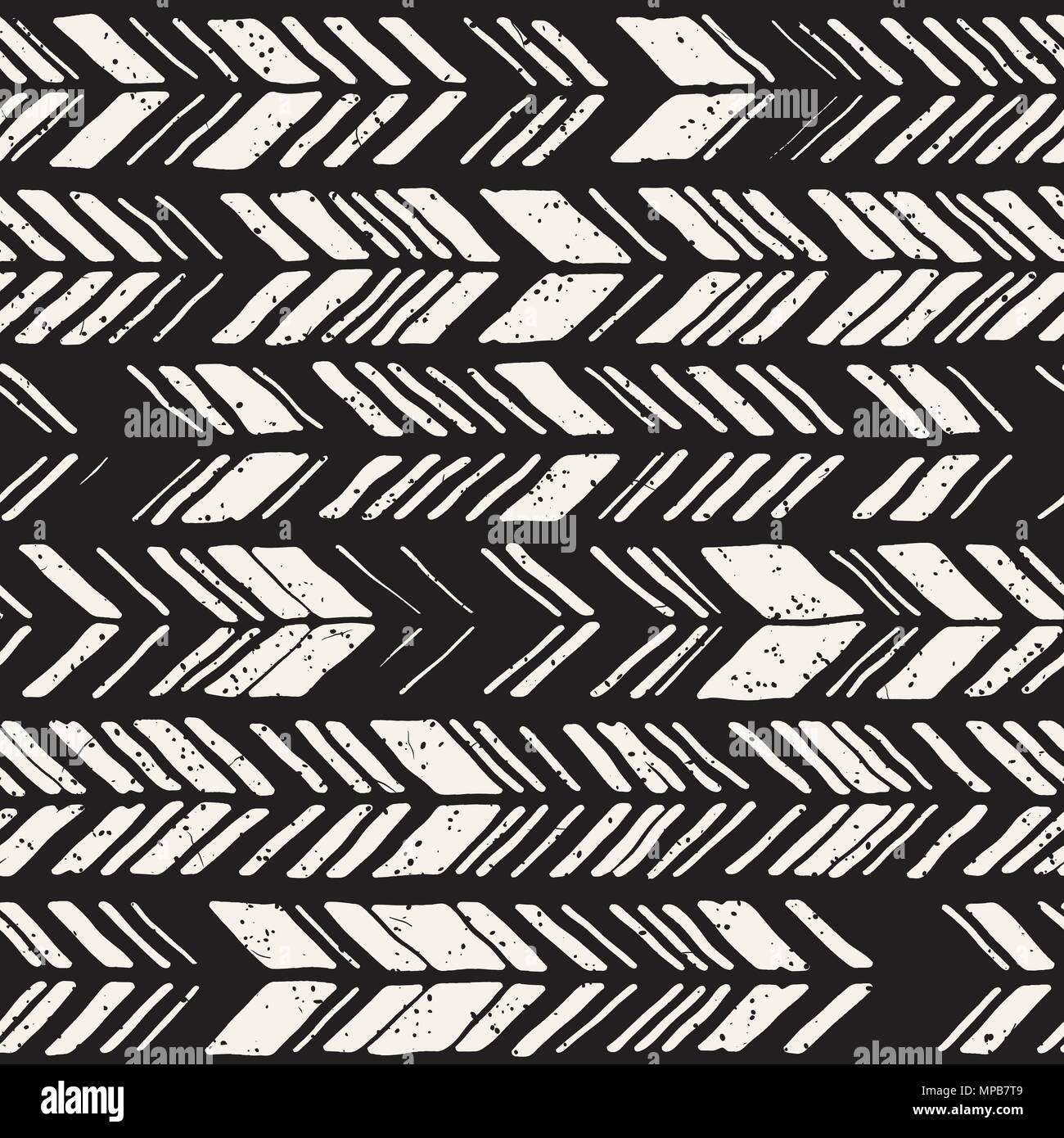Vector seamless freehand pattern. Doodle monochrome print with hand ...