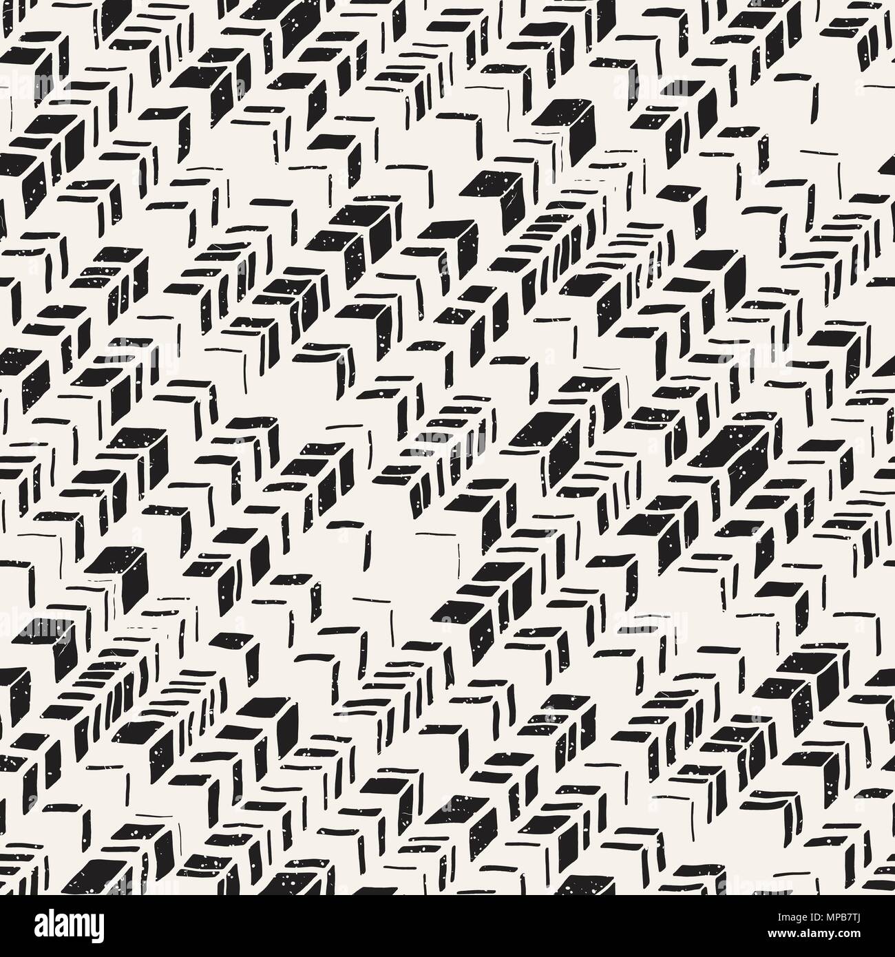 Vector seamless freehand pattern. Doodle monochrome print with hand ...