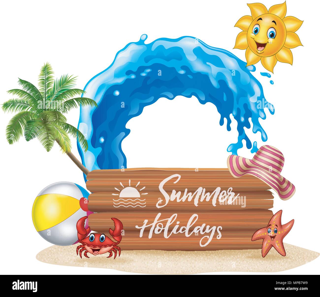 Summer background with wooden sign Stock Vector Image & Art - Alamy