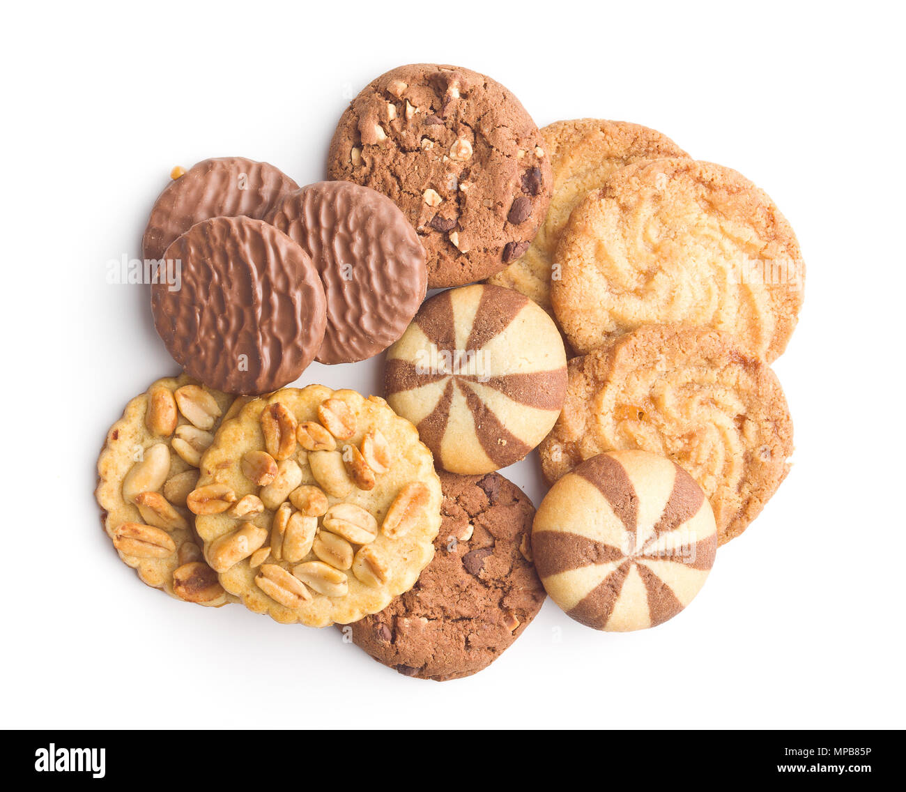 Different types of sweet cookies isolated on white background Stock ...