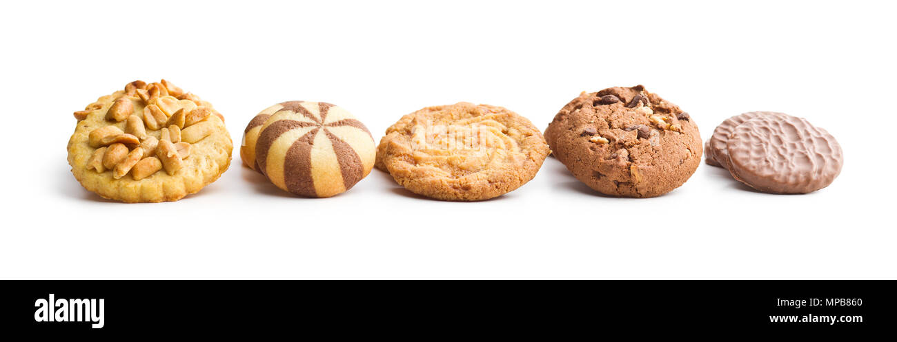 Different types of sweet cookies isolated on white background Stock ...