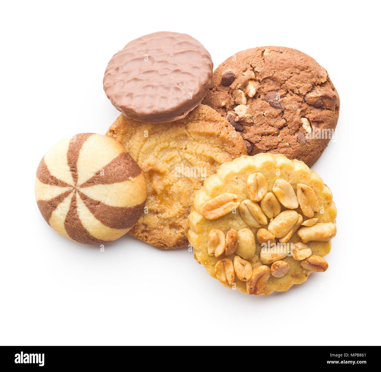 Different types of sweet cookies isolated on white background Stock ...