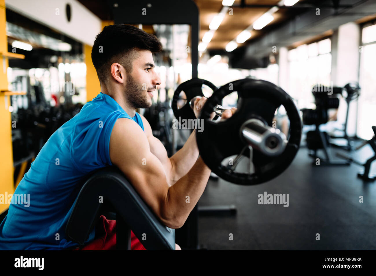 Muscular male bodybuilder in gym hi-res stock photography and images ...