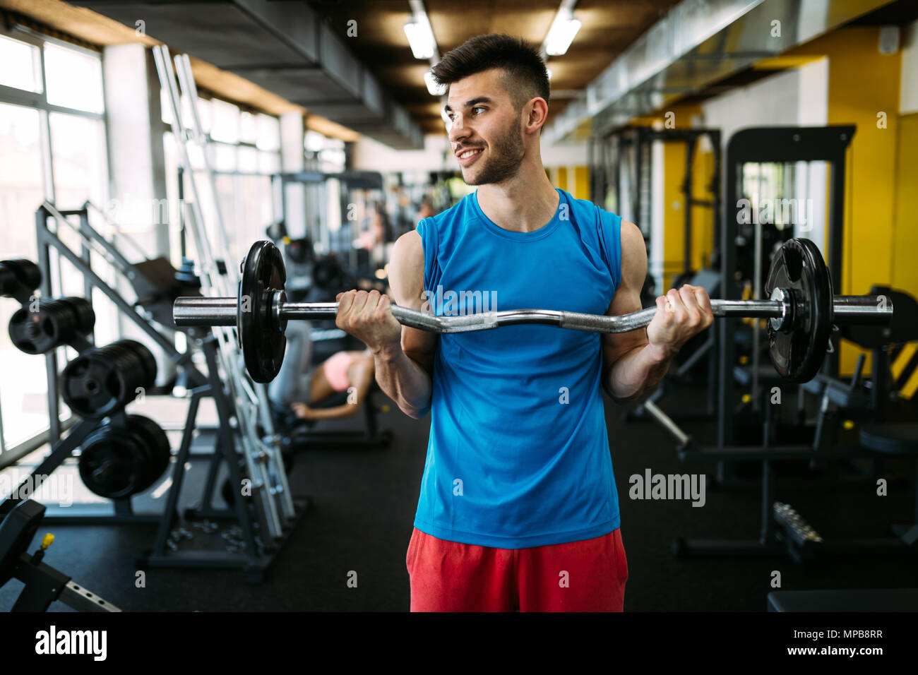 Muscular male bodybuilder in gym hi-res stock photography and images ...