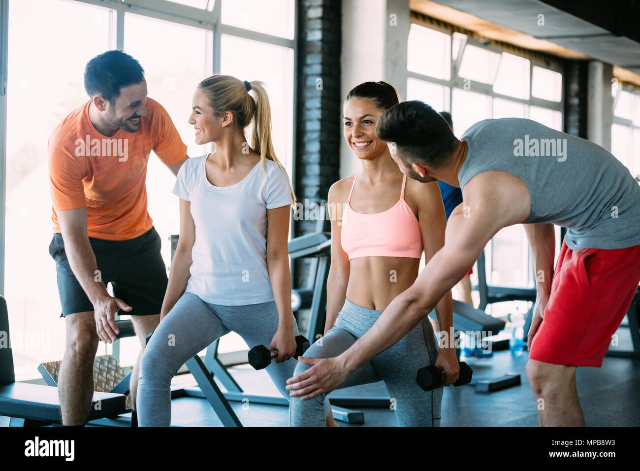 Group of people training in gym Stock Photo - Alamy