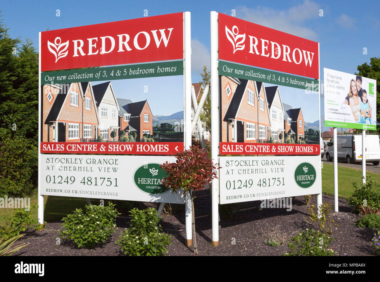 Redrow advertising poster signs for new housing for sale at Cherhill ...