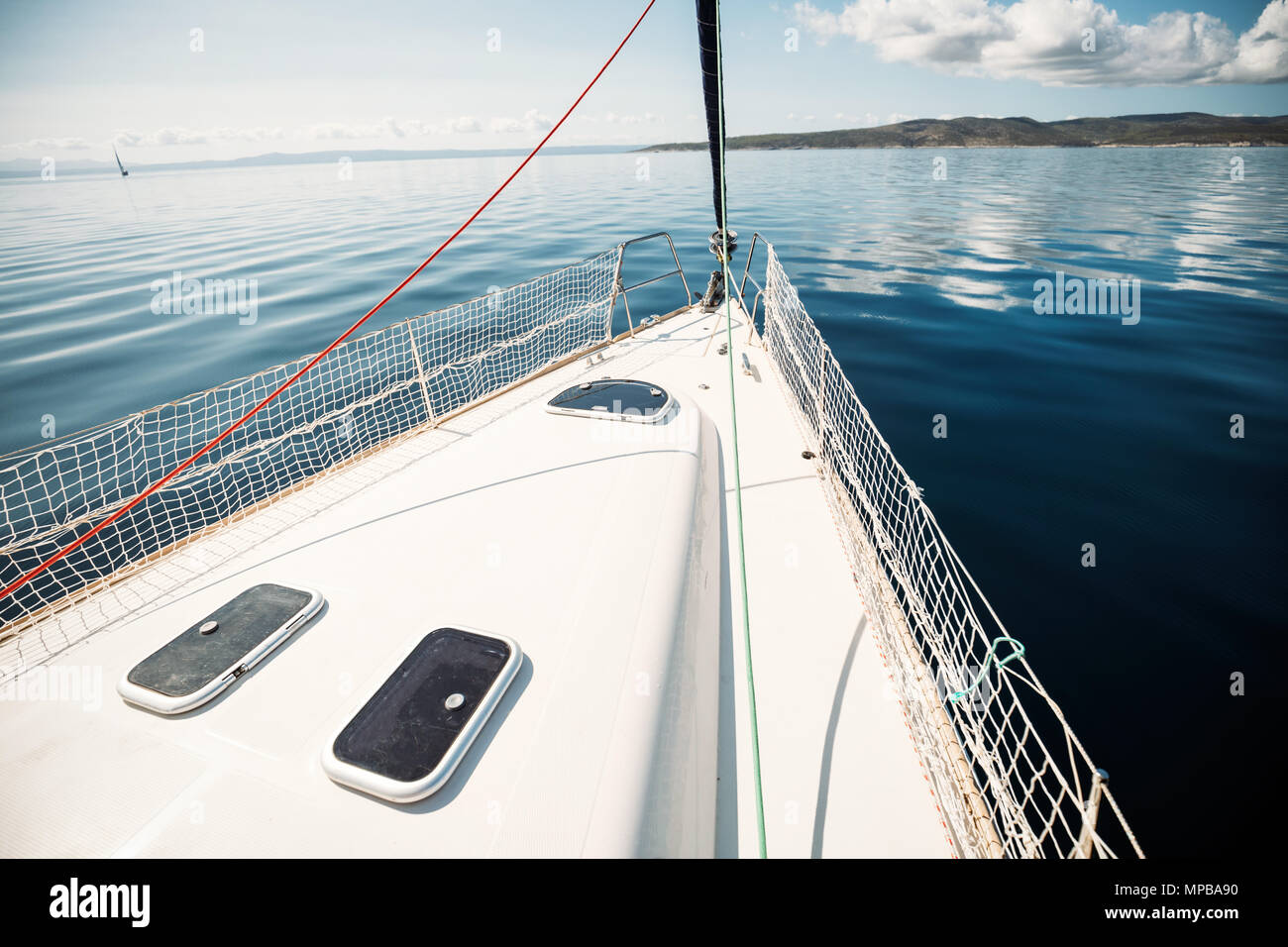 Portrait of sailing boat on open sea Stock Photo - Alamy