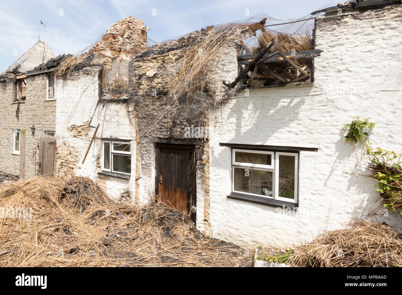 Country cottage homes burnt out destroyed by fire left in ruins ...