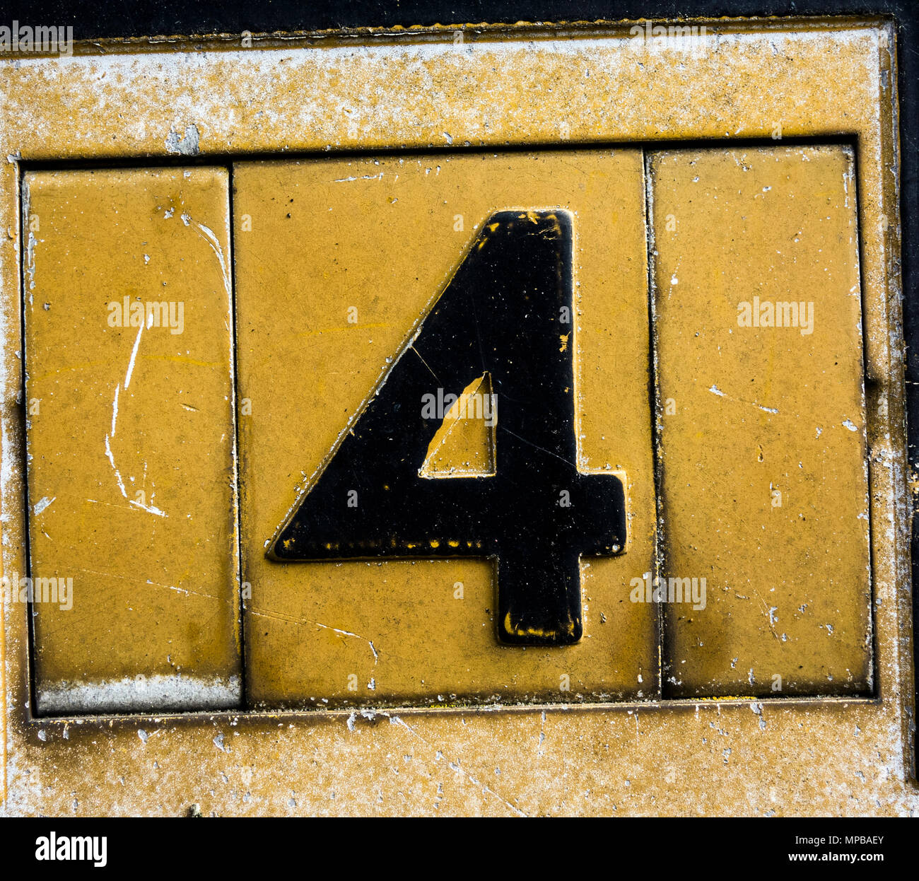 Written Wording in Distressed State Typography Found Number Four 4 ...
