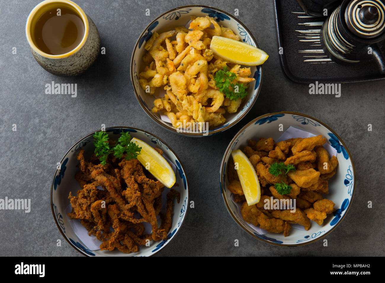 various japanese deep fried foods Stock Photo - Alamy